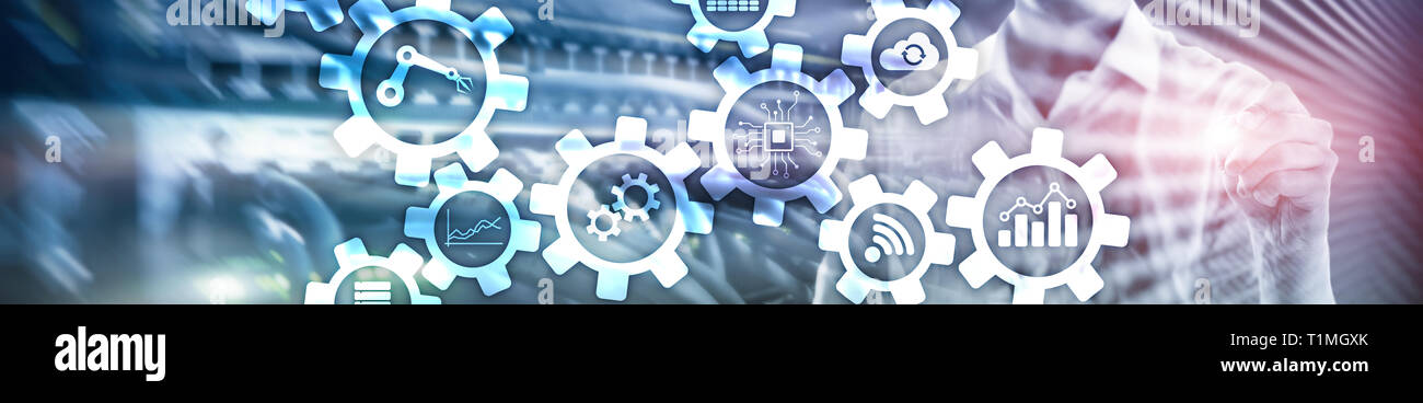 Automation technology and smart industry concept on blurred abstract ...