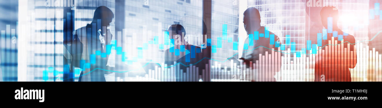 Online trading, FOREX, Investment concept on blurred business center ...