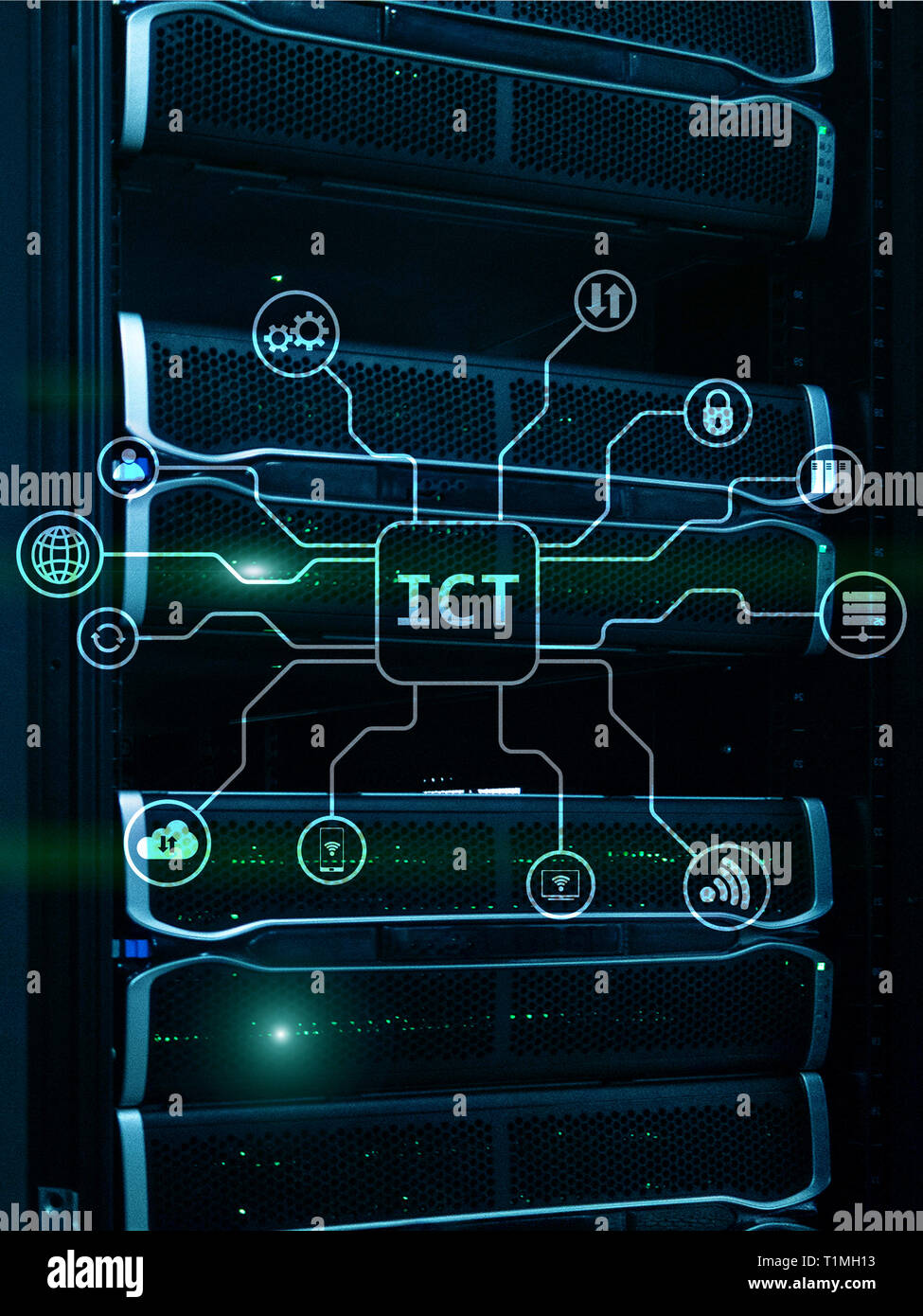 ICT - information and communications technology concept on server room ...
