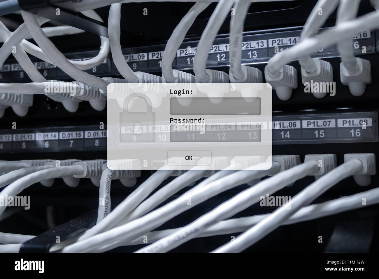 Server room, login and password request, data access and security Stock ...