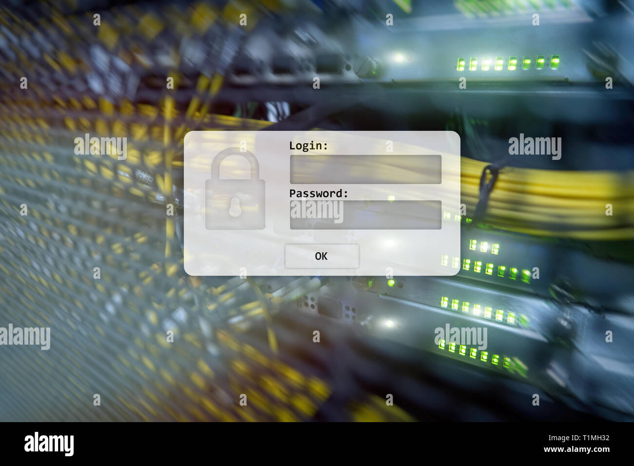 Server room, login and password request, data access and security Stock ...