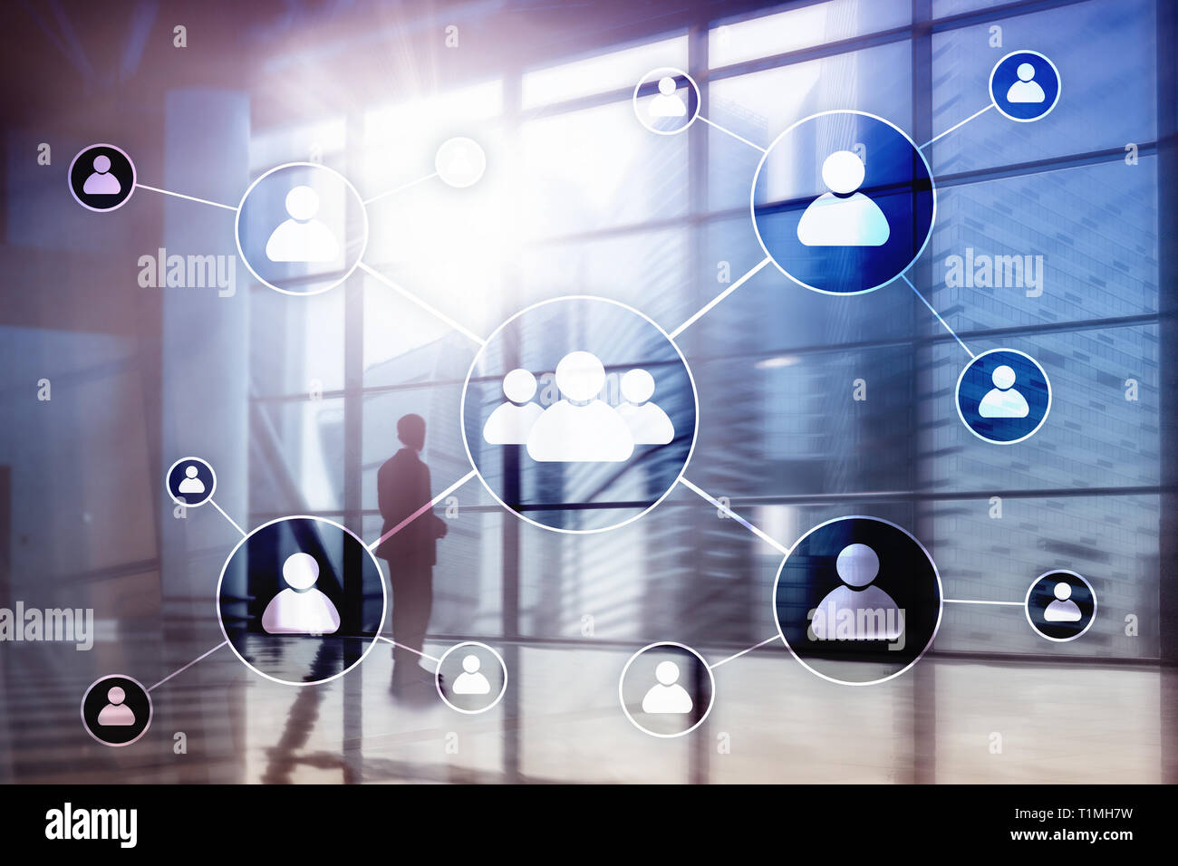 HR - Human resources management concept on blurred business center ...