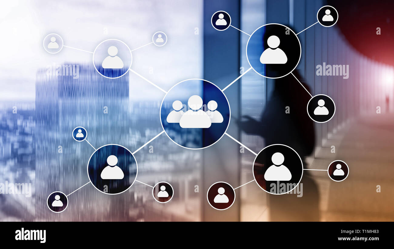 HR - Human resources management concept on blurred business center ...