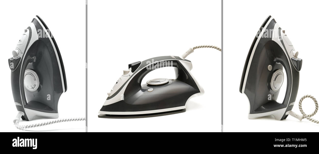 Collection of electric irons isolated on white background Stock Photo ...