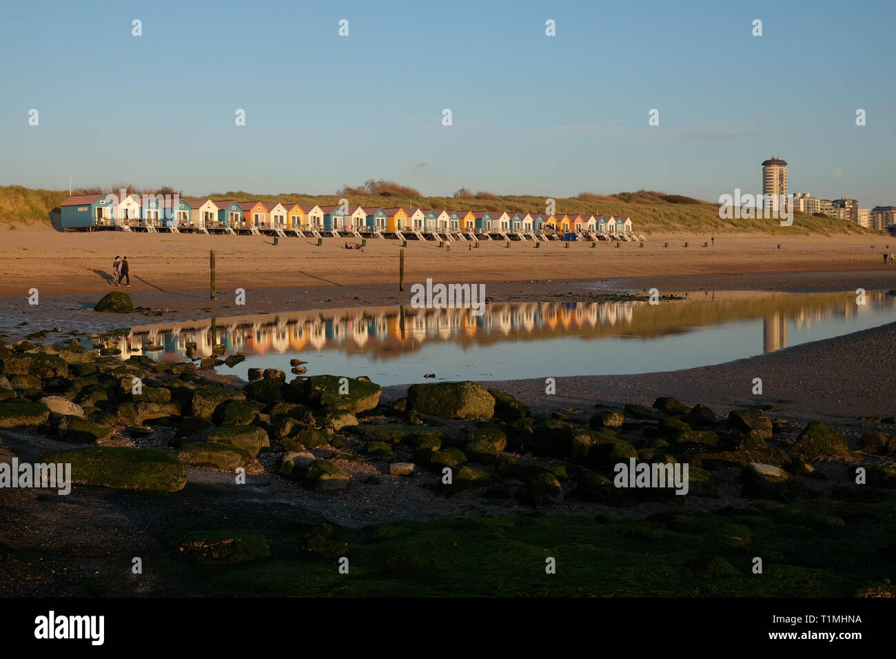 Sunset and the beach, Zeeland, The Netherlands Stock Photo - Alamy