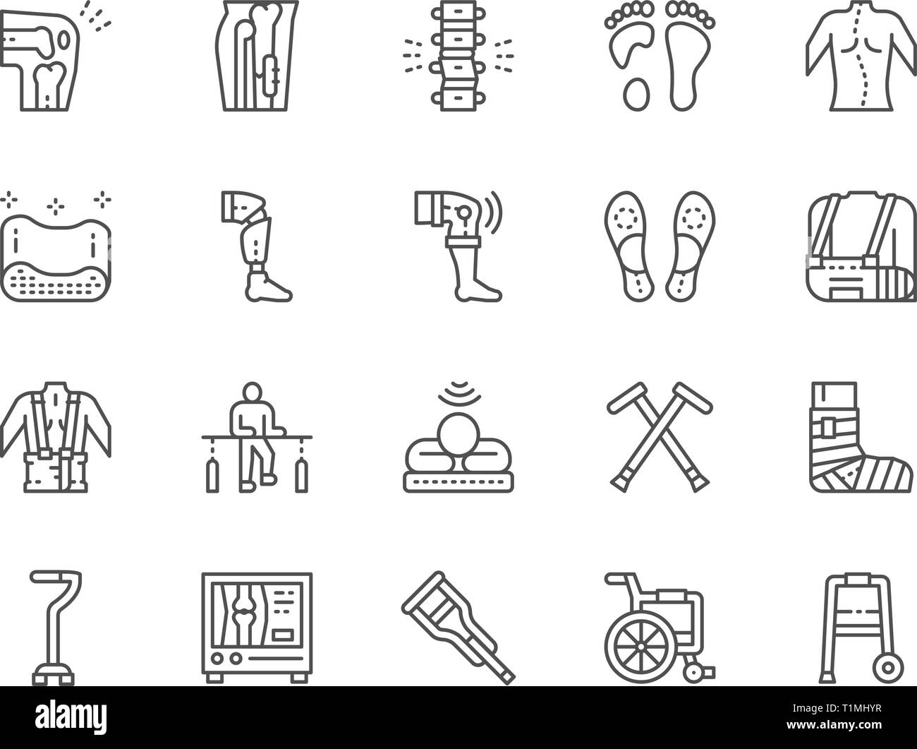 Set of Medical Rehabilitation and Orthopedic Line Icons Stock Vector ...