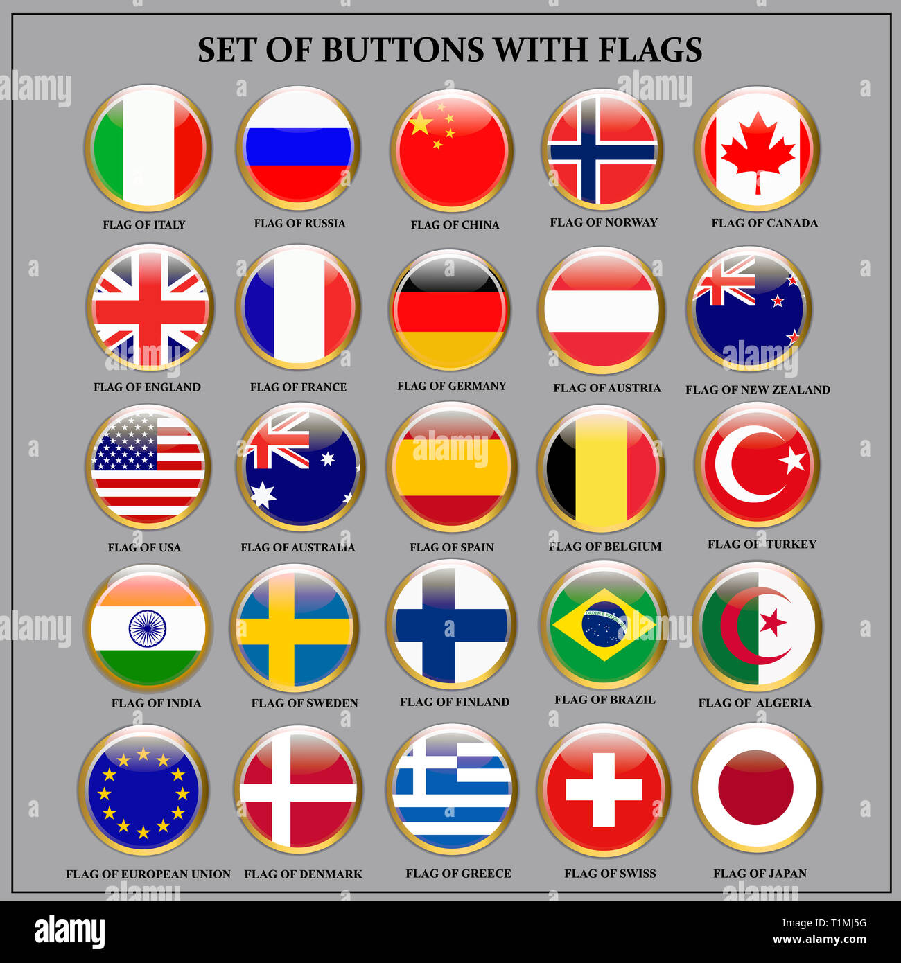 Bright set of banners with flags. Colorful illustration with flags of ...