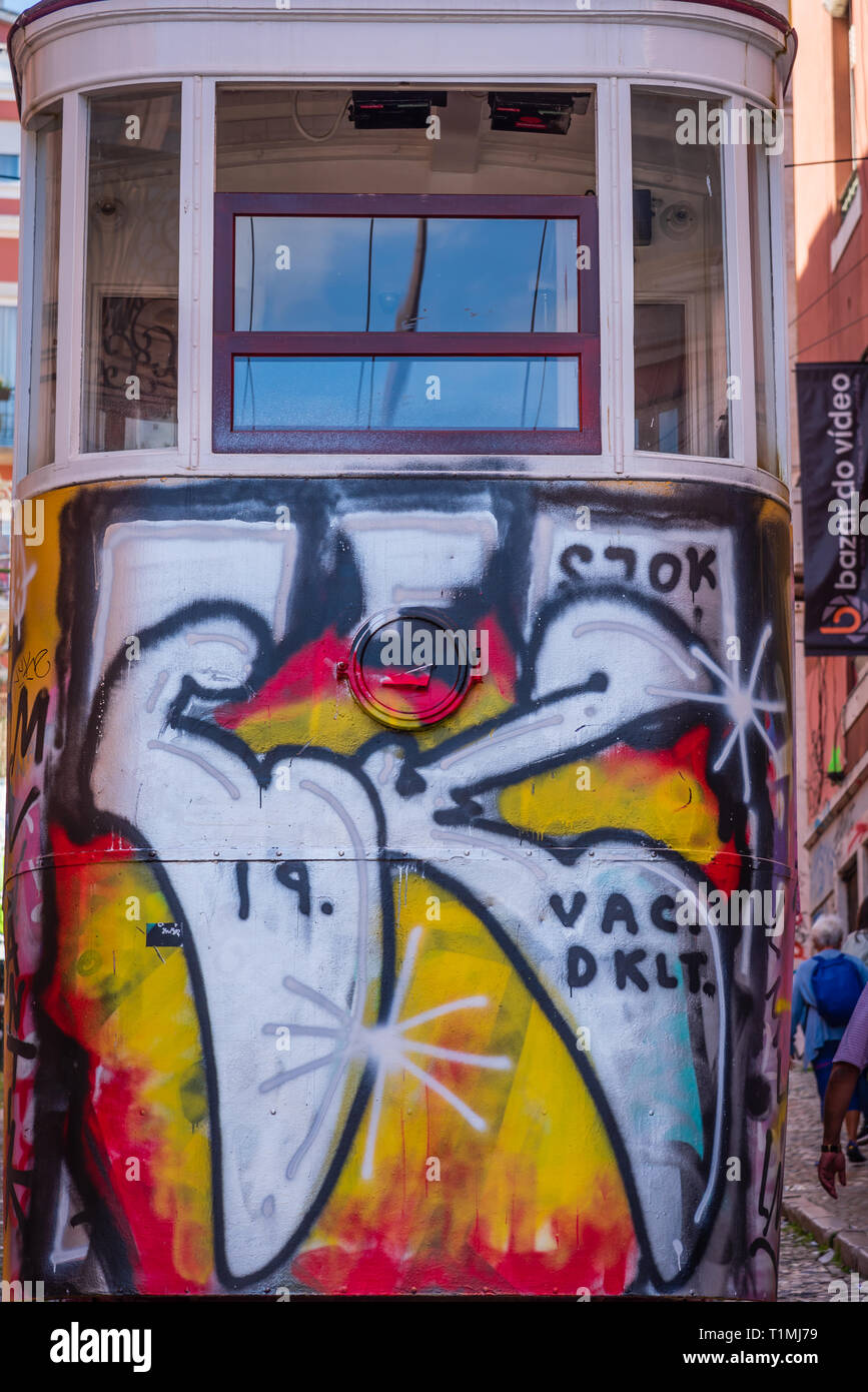 Lisbon tram graffiti hi-res stock photography and images - Alamy