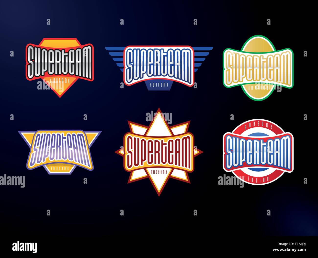 Sport emblem typography set. Super team hero logotype sticker for your ...
