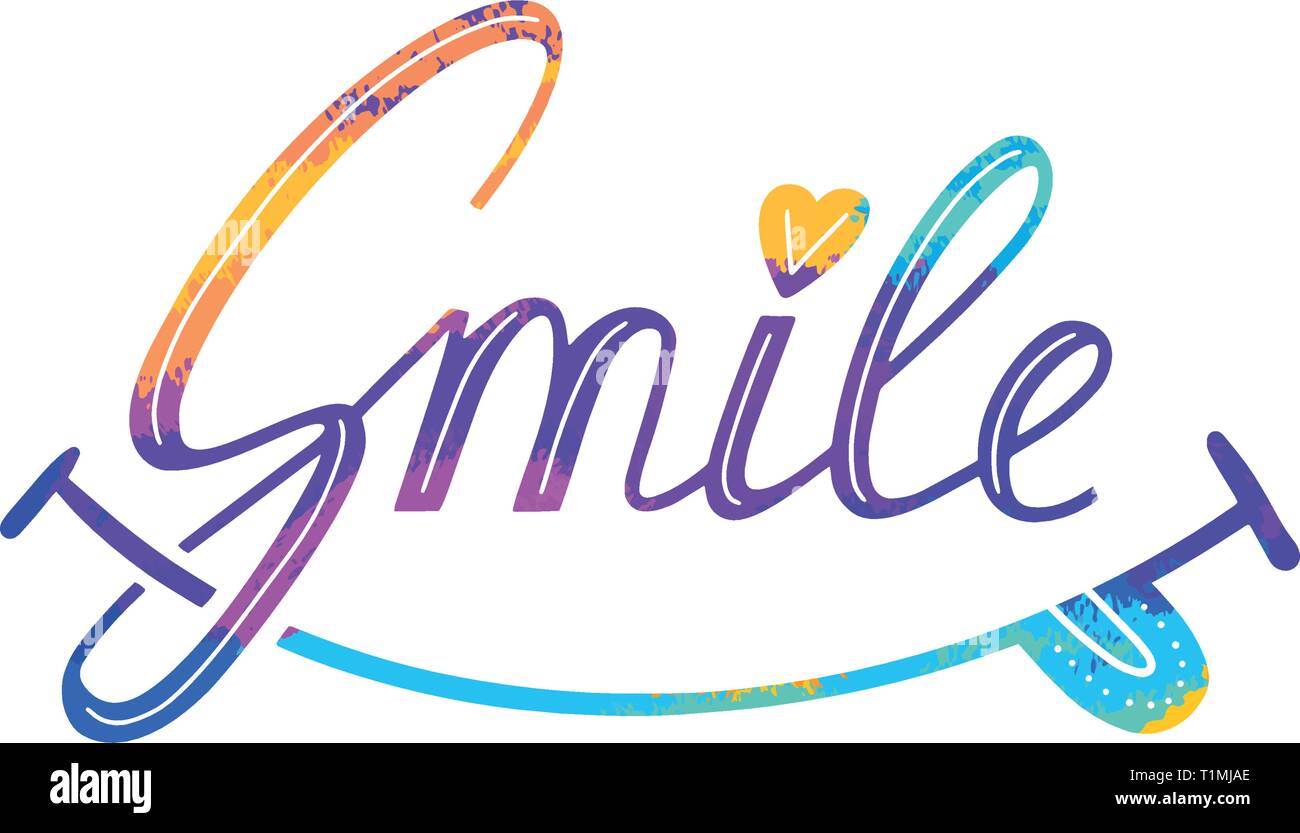 smile Inspirational hand draw lettering text with heart Stock Vector ...