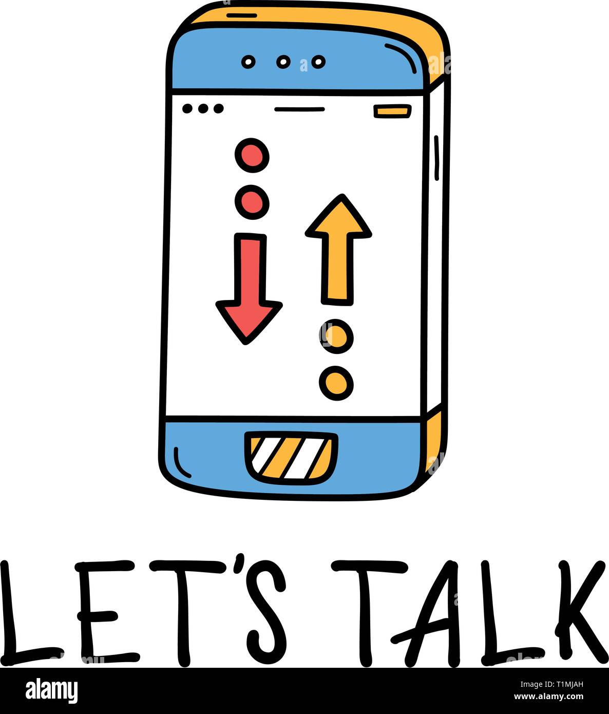 Hand draw phone talk icon in doodle style for your design with ...
