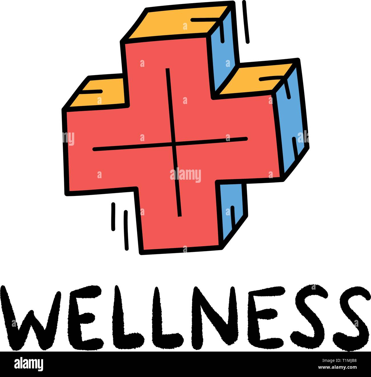 Hand draw doodle wellness medical cross icon in sketch style Stock ...