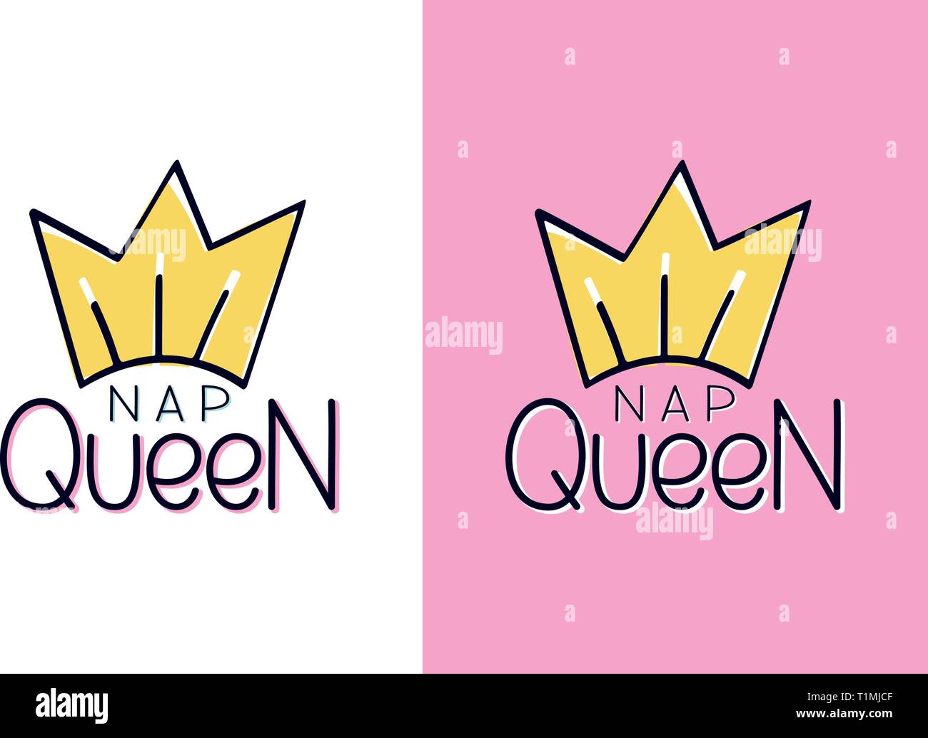 Nap queen and crown inspirational quote - Vector illustration design ...