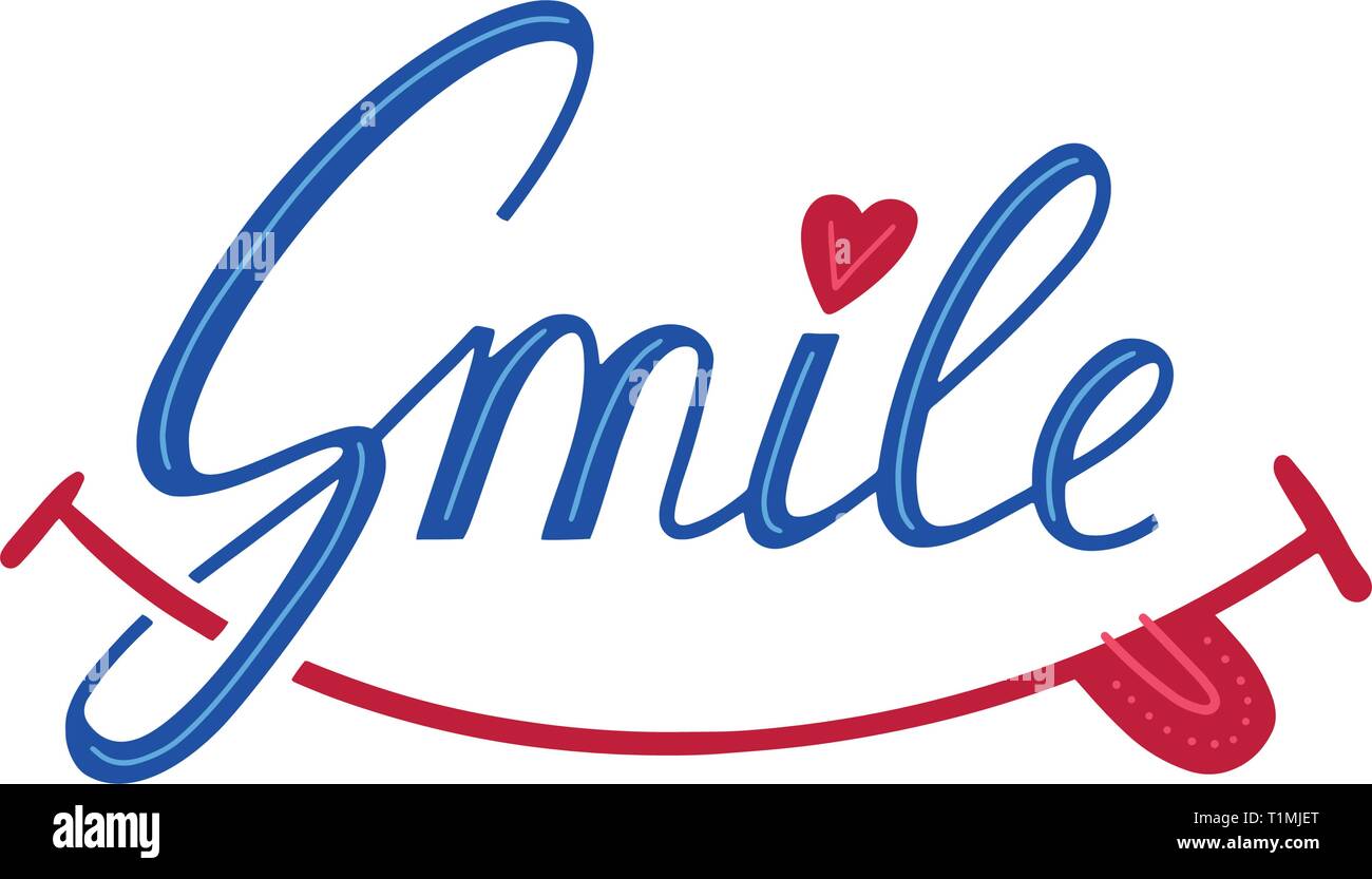 smile Inspirational hand draw lettering text with heart Stock Vector ...