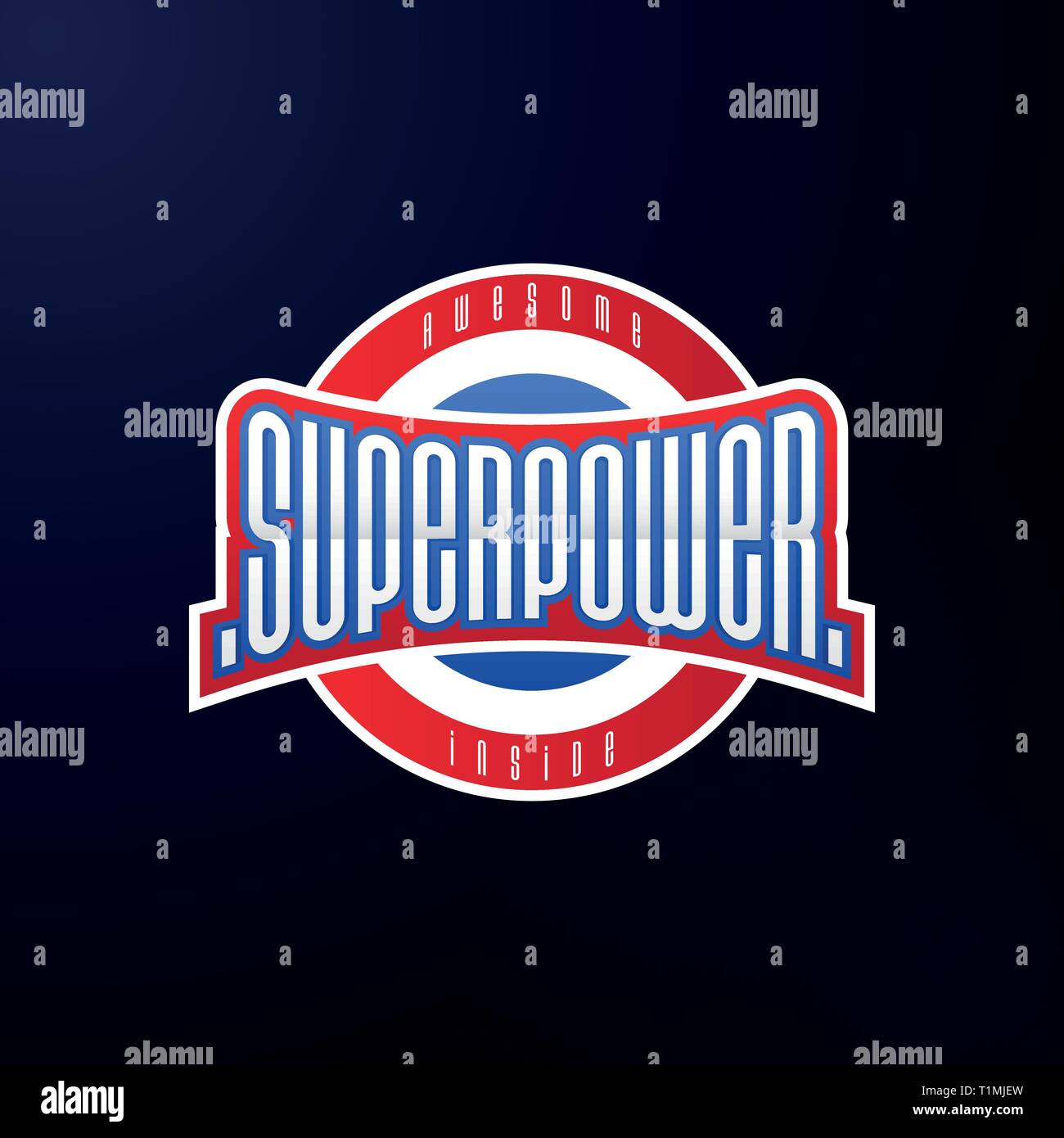 Sport emblem typography. Super power hero logotype sticker for your t ...