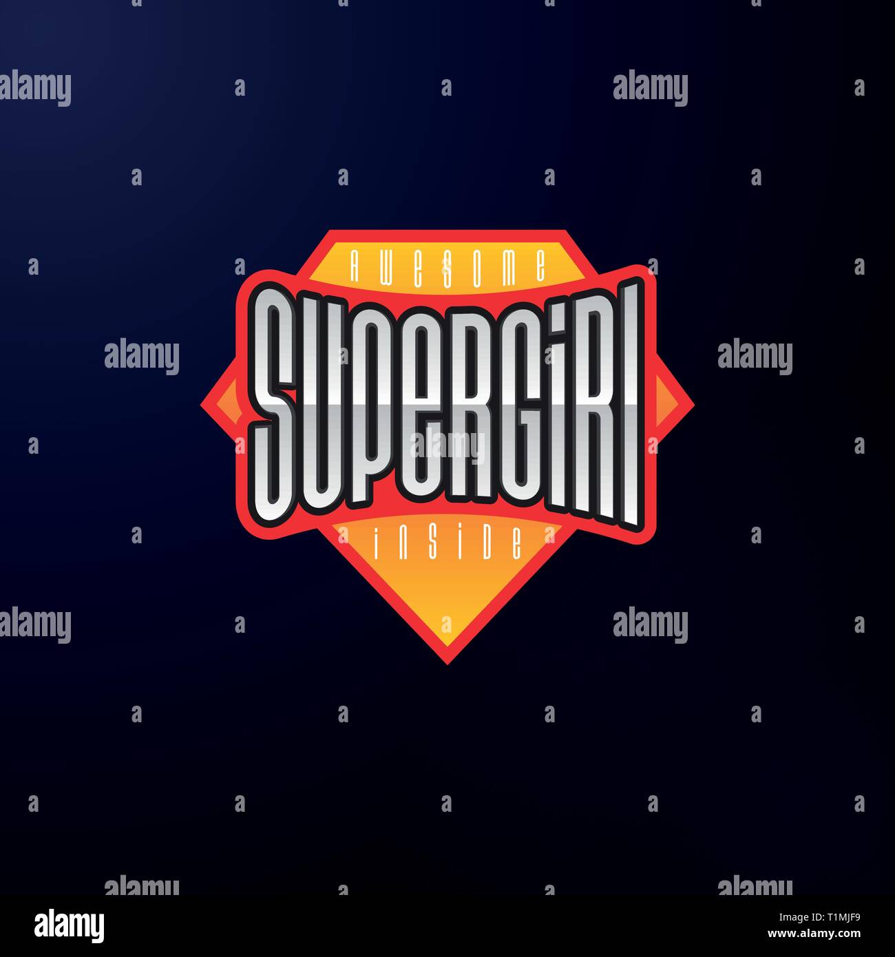 Sport emblem typography. Super girl hero logotype sticker for your t ...