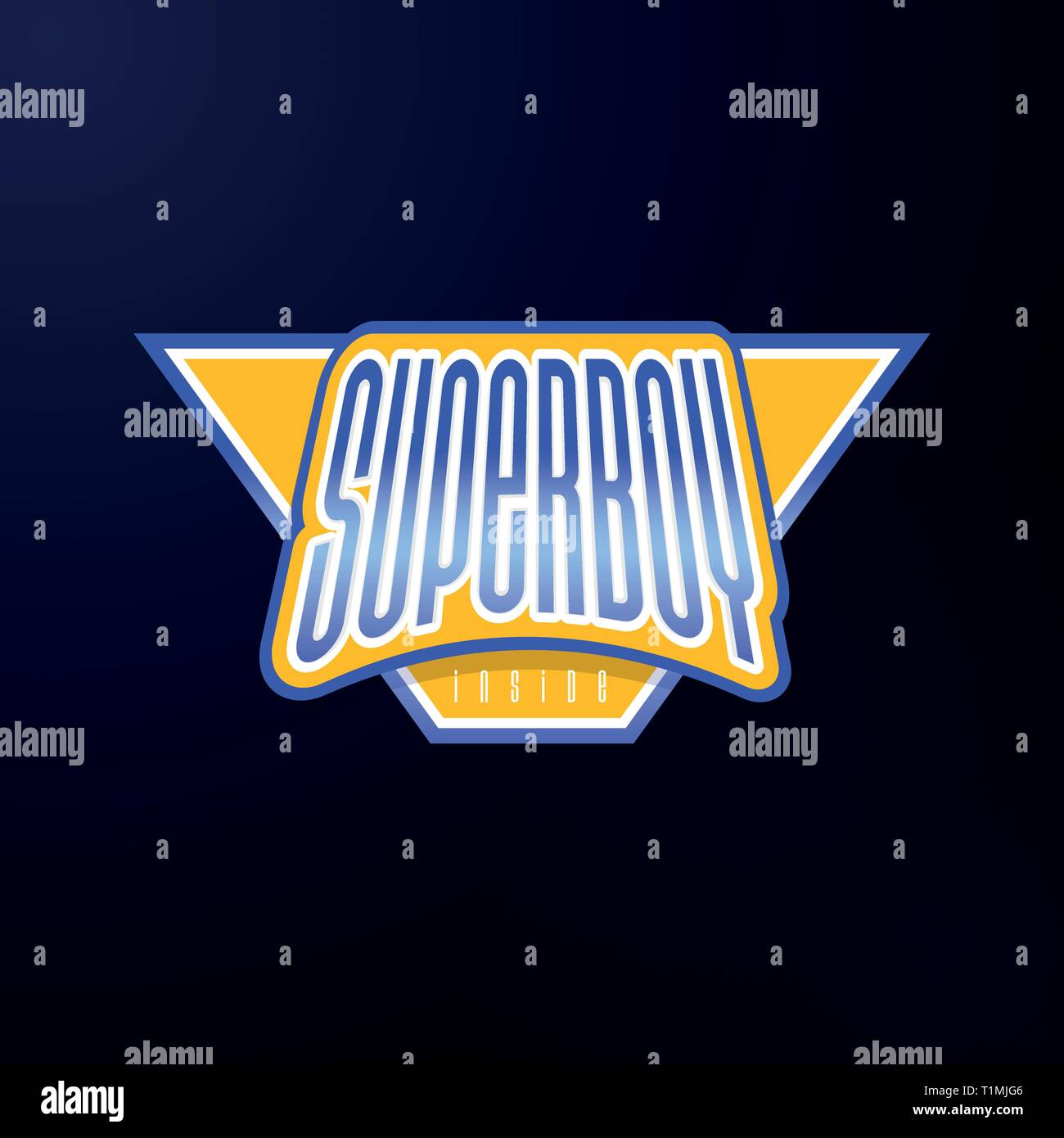 Sport emblem typography. Super boy hero logotype sticker for your t ...