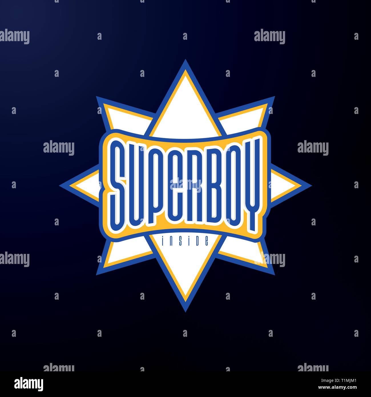 Sport emblem typography. Super boy hero logotype sticker for your t ...