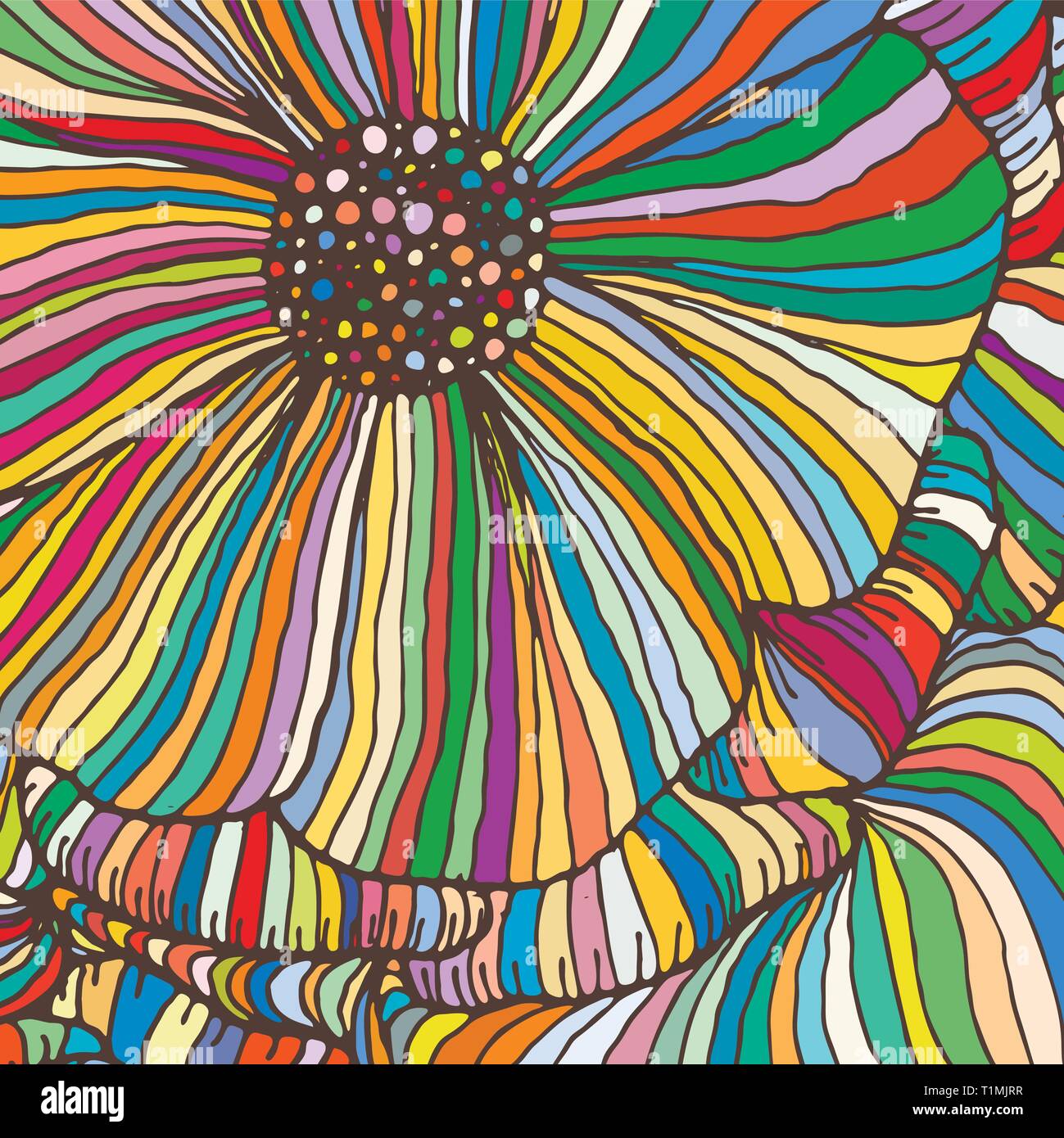 Vector doodle outline abstract ornamental flowers stripe background ...