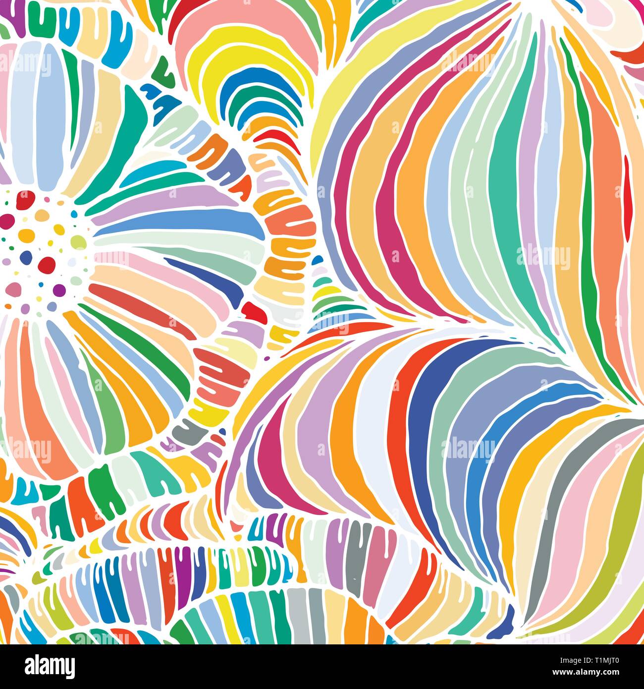 Vector doodle outline abstract ornamental flowers stripe background ...