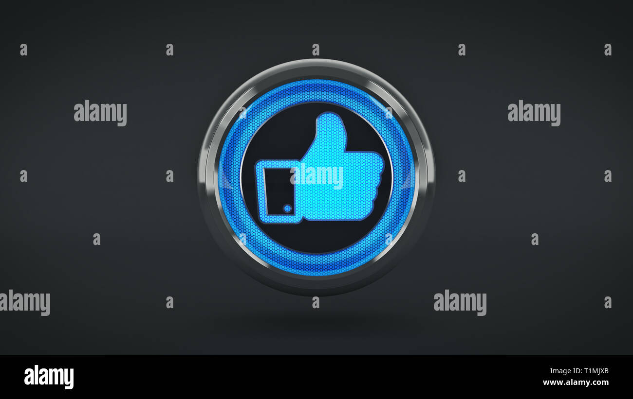 thumb up, i like it glossy icon. 3d rendering Stock Photo - Alamy