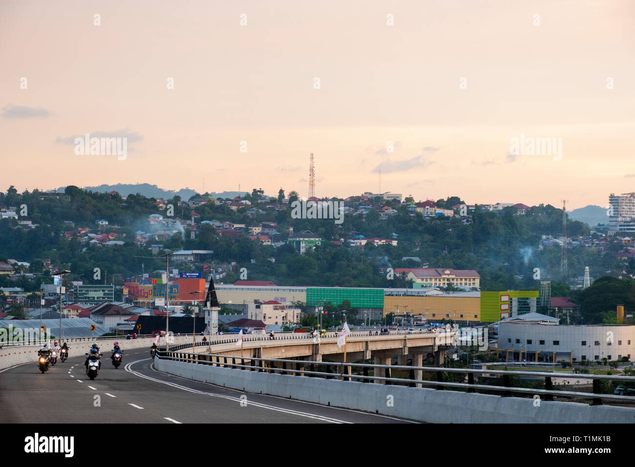 View of Ambon city from the Merah Putih bridge, Maluku, Indonesia Stock ...