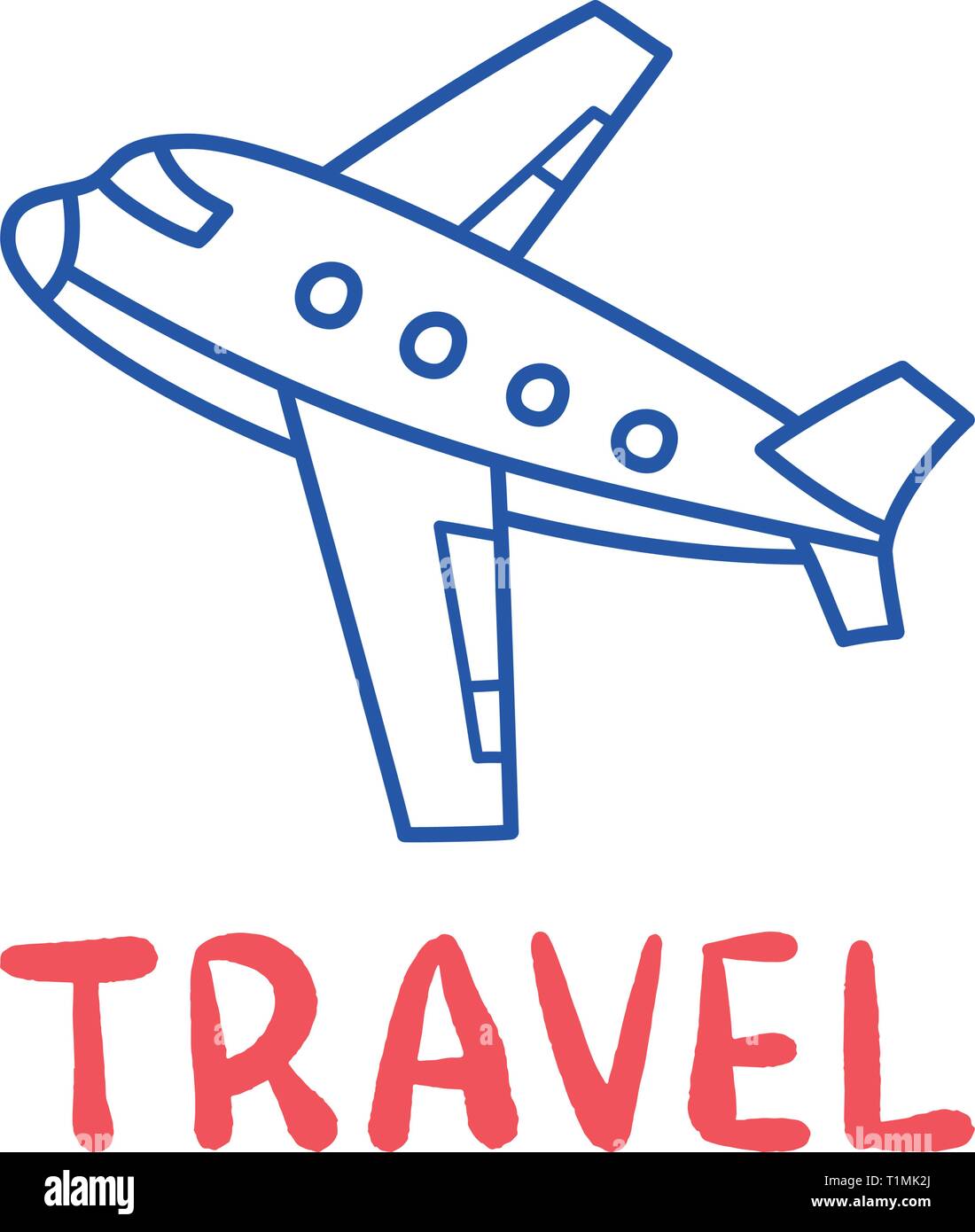 Cartoon travel plane doodle lettering for decoration design. Flying ...