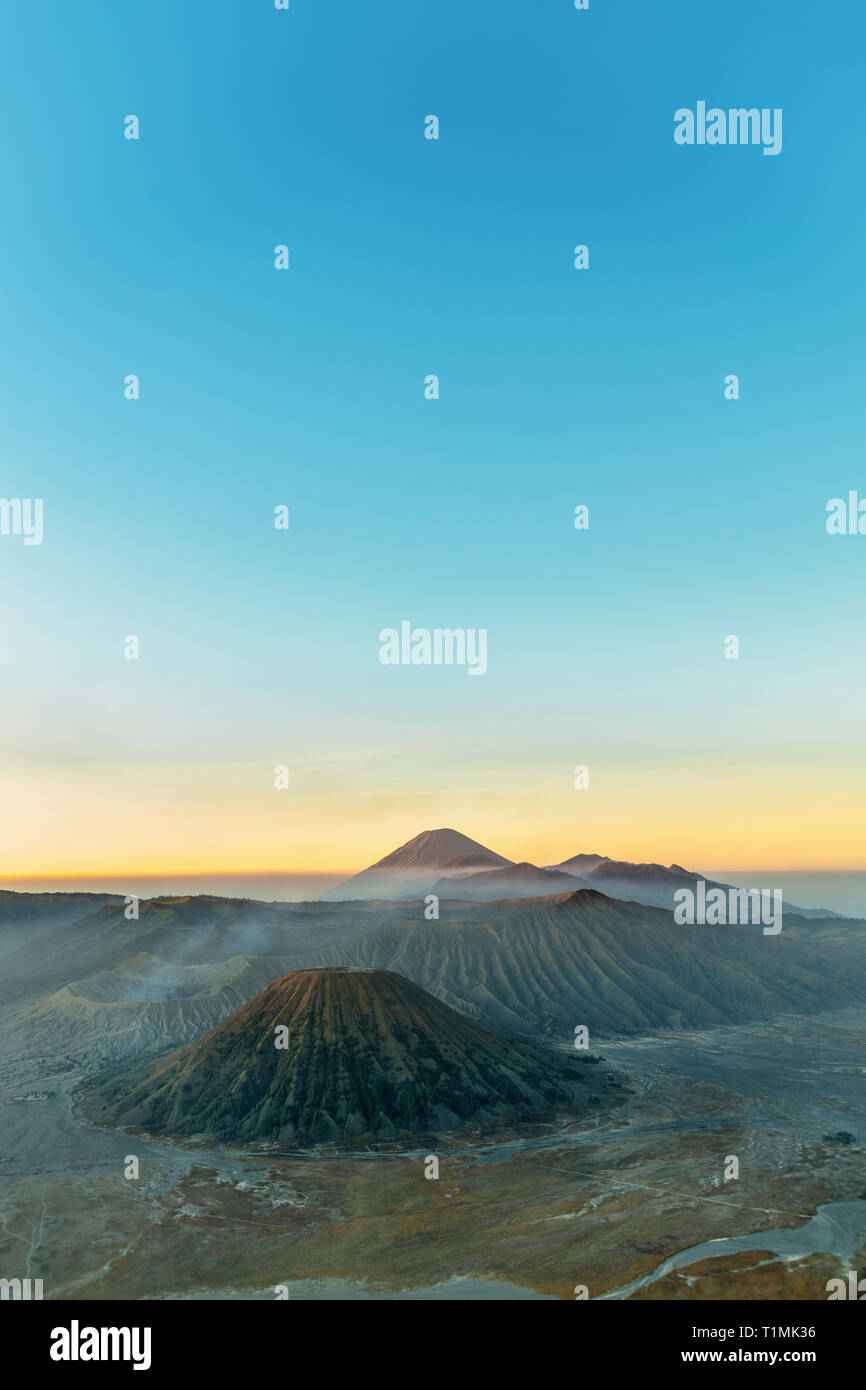 View of the volcanic landscape of Bromo Tengerr Semeru National Park ...