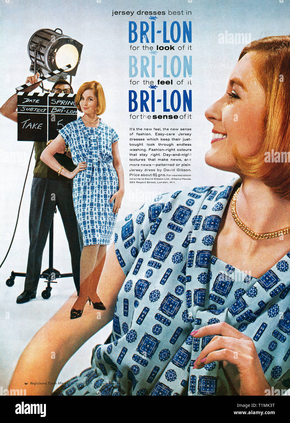 1962 British advertisement for a jersey dress made from Bri-Lon fabric ...