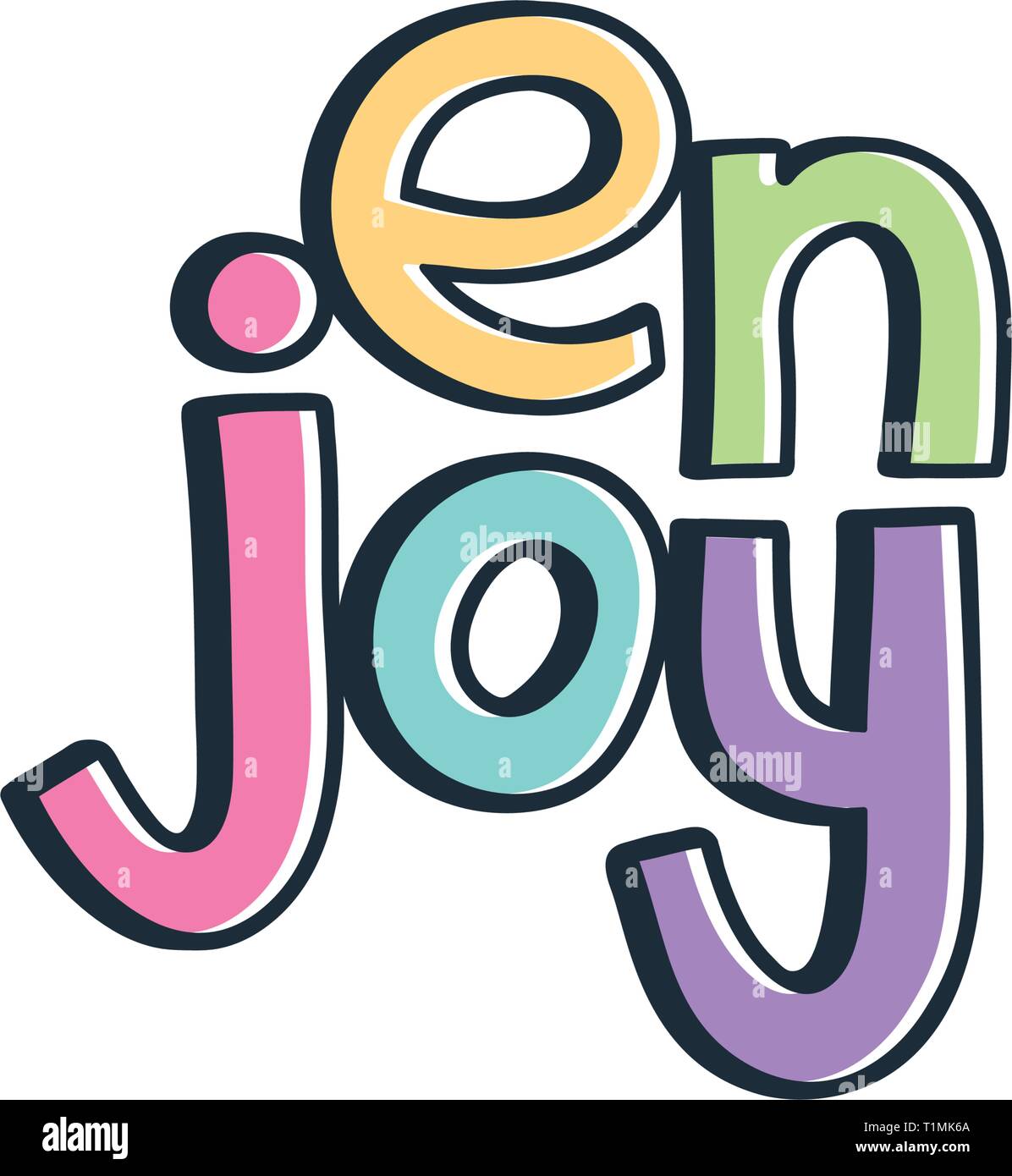 Modern abstract design template with enjoy word doodle for celebration ...