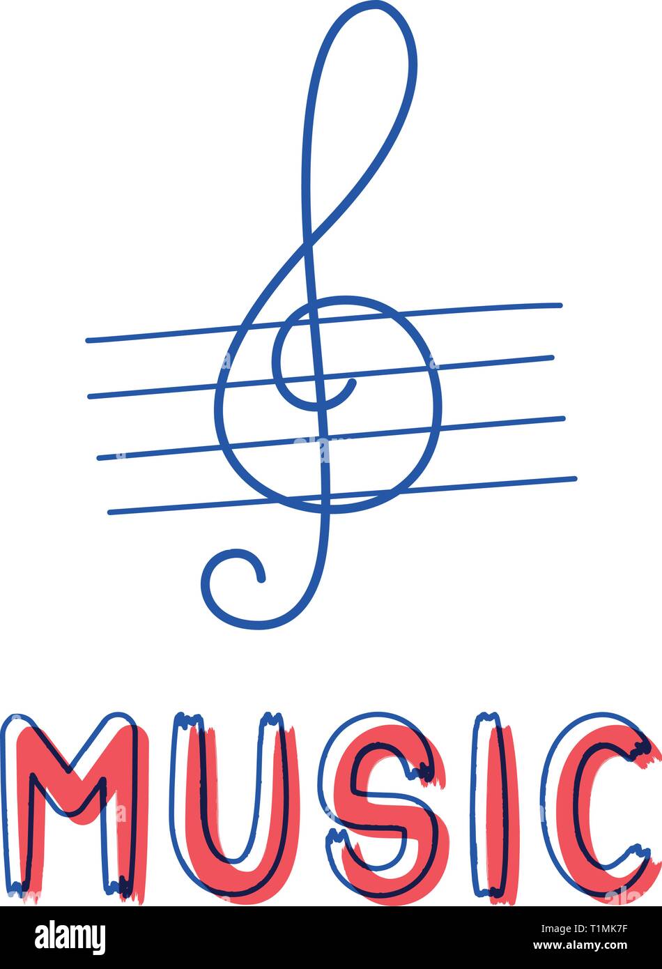 Hand draw treble clef icon in doodle style for your design with ...