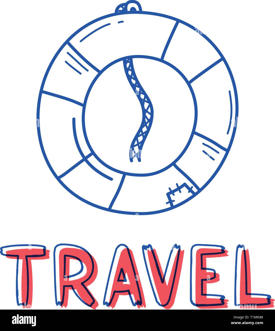 Hand draw Lifebuoy icon in doodle style for your design with lettering ...