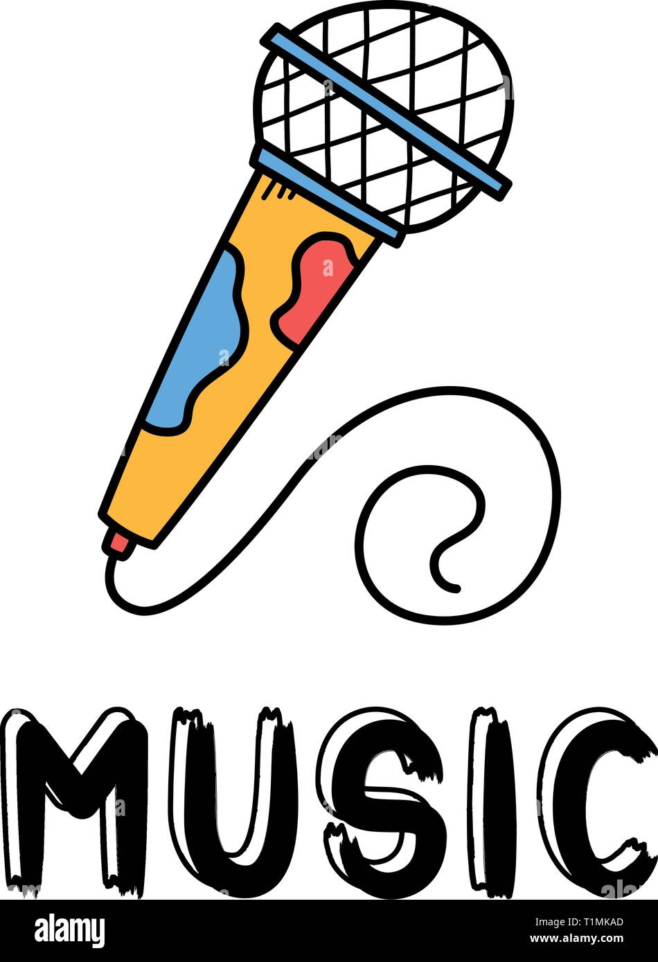 Hand draw microphone icon in doodle style for your design with ...