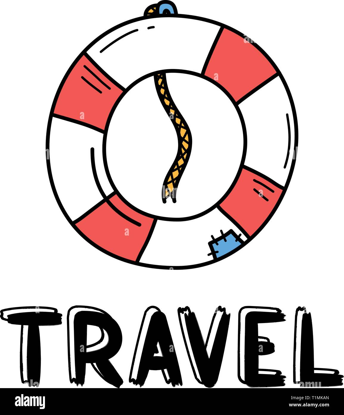 Hand draw Lifebuoy icon in doodle style for your design with lettering ...