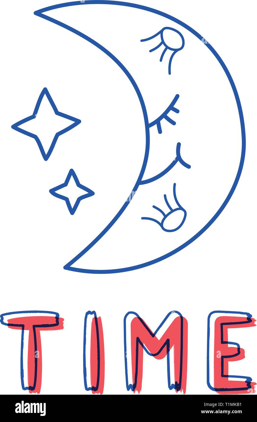 Hand draw moon icon in doodle style for your design with lettering ...