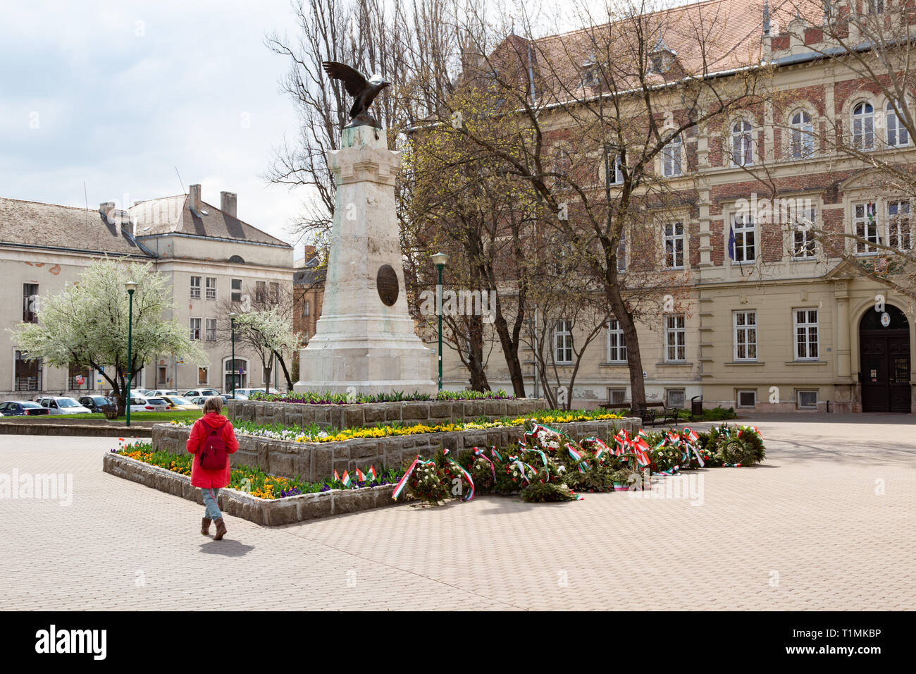 Honved emlekmu (Patriots memorial statue) in Gyor, Hungary. Several ...