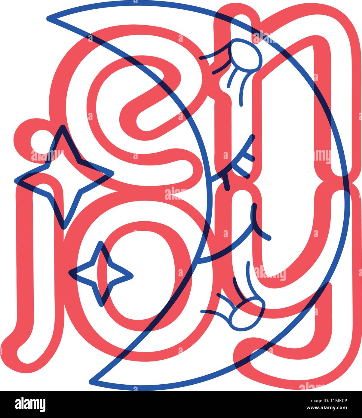 Hand draw moon icon in doodle style for your design with lettering ...