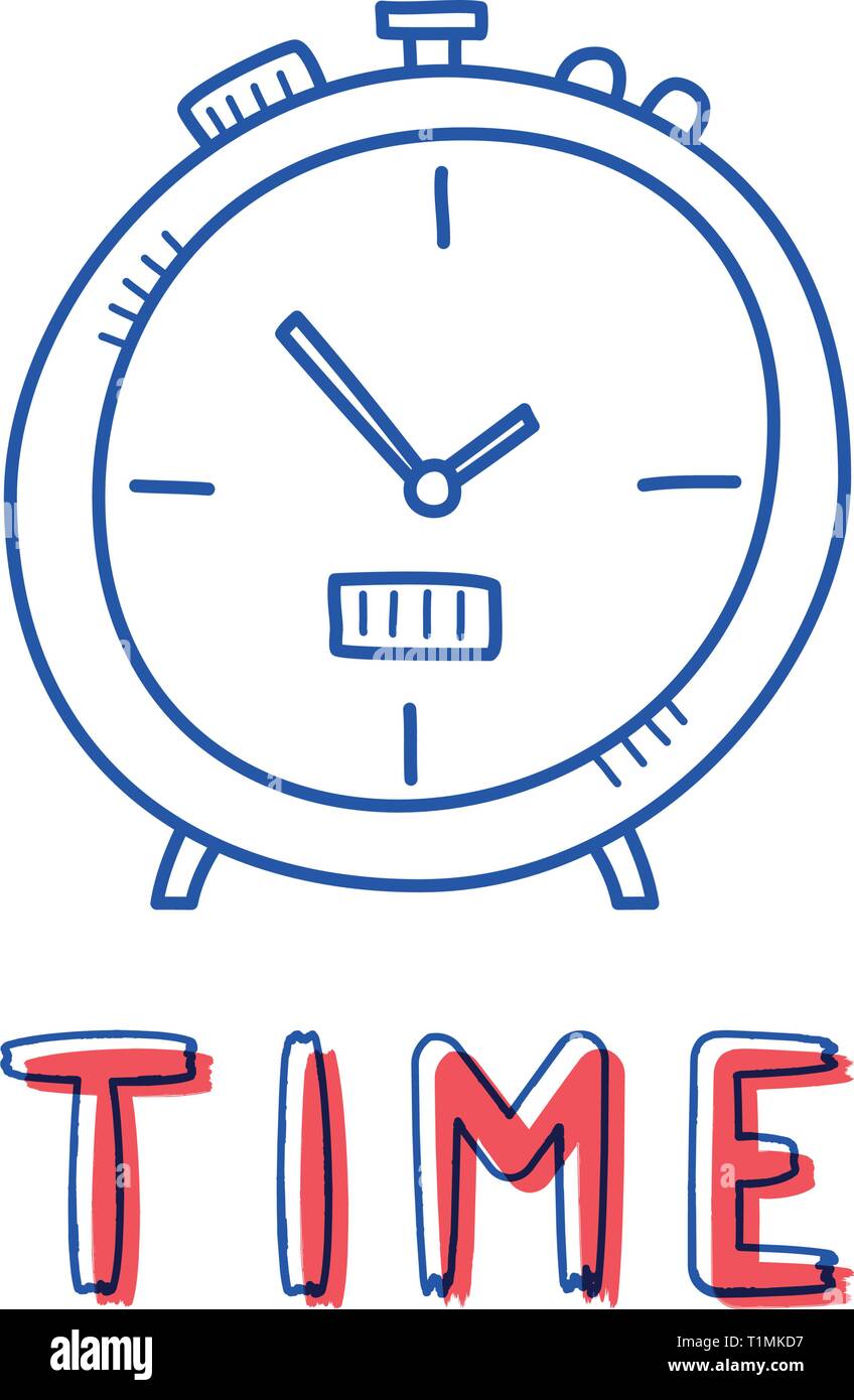 Hand draw clock icon in doodle style for your design with lettering ...