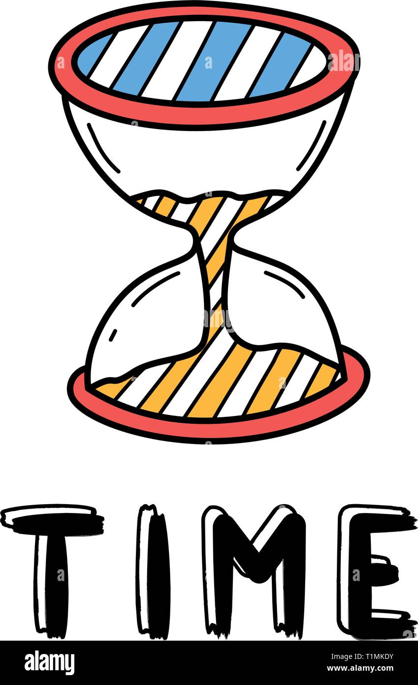 Hand draw sand clock icon in doodle style for your design with ...
