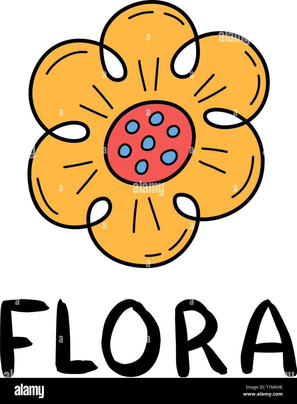 Hand draw Flower icon in doodle style for your design with lettering ...