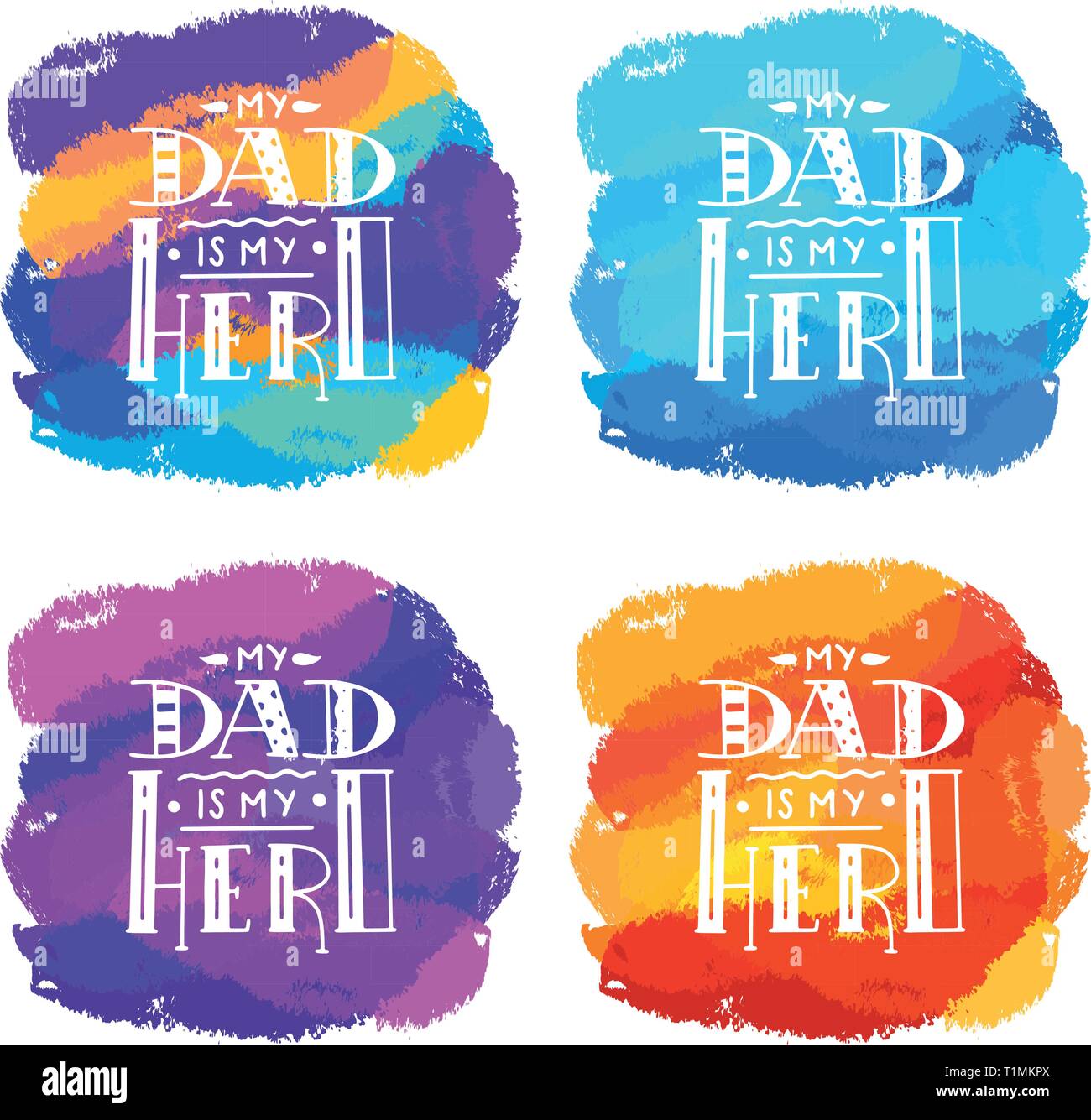 Dad super hero hand draw doodle quote with colorful brush. Love Daddy ...