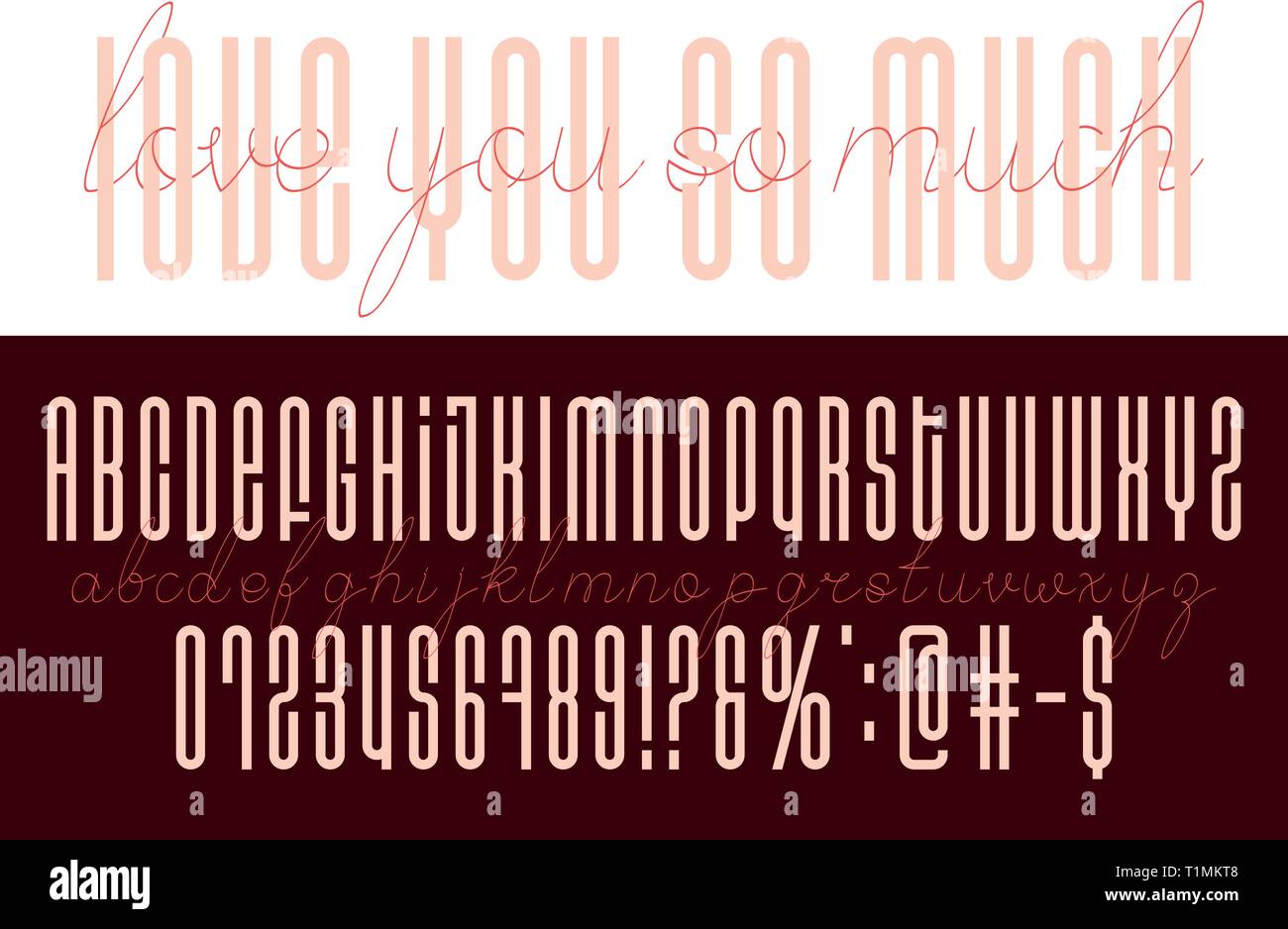 Handmade long geometric alphabet font in tow style. Hand drawn duo ...