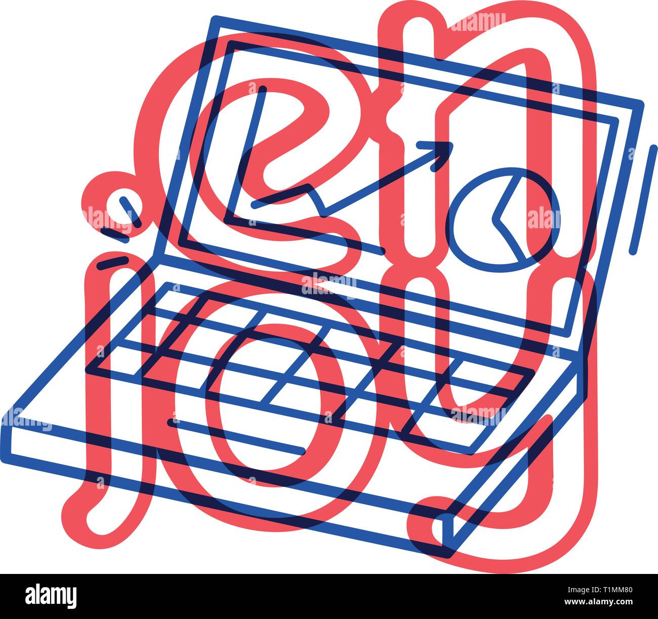 Hand draw job computer icon in doodle style. Internet technology and ...