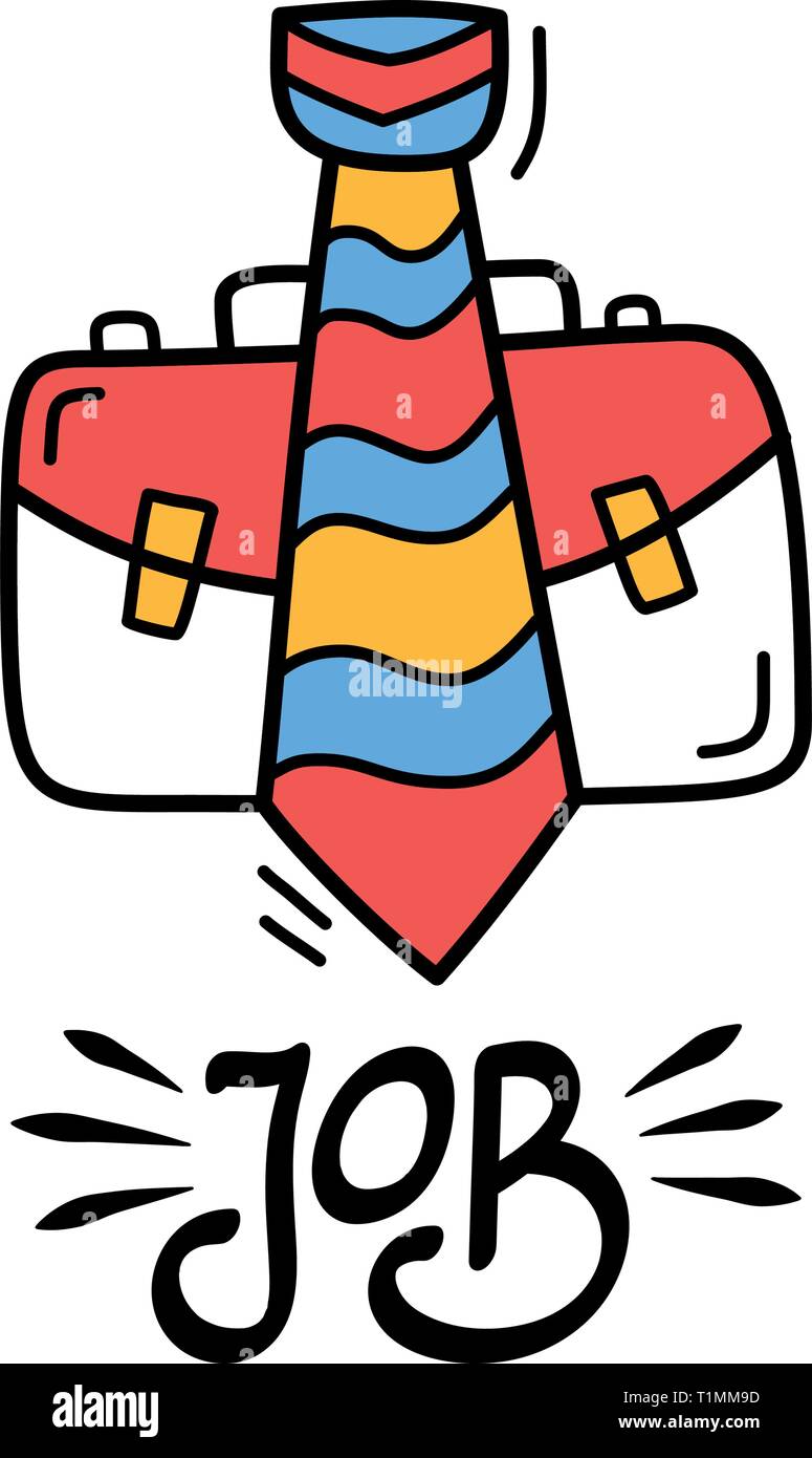 Hand draw doodle job portfolio and tie illustration. Education and ...