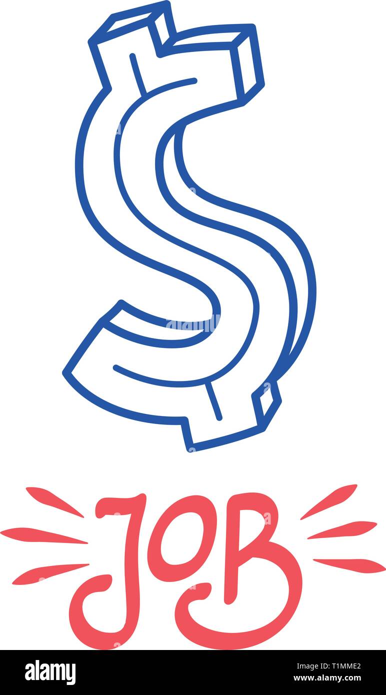 Hand drawn doodle job dollar banknote icon design. Business Cash ...