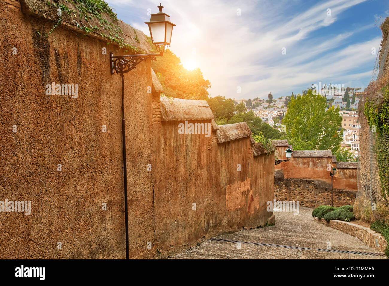 Granada streets and Spanish architecture in historic city center Stock ...