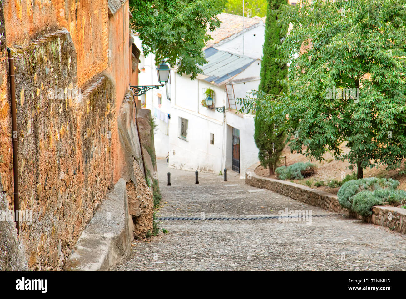 Granada streets and Spanish architecture in historic city center Stock ...
