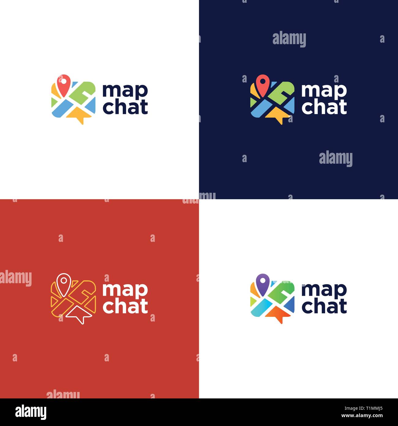 Abstract pin map chat logotype. Vector illustration template logo Stock ...