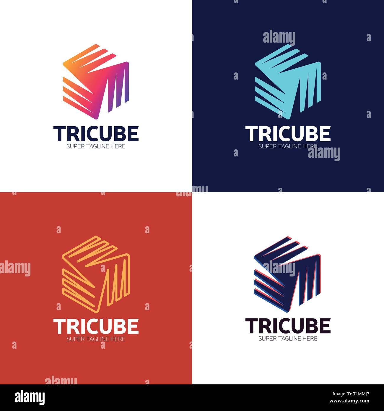 Tech Cube logo design template. Vector hexagon logotype illustration ...
