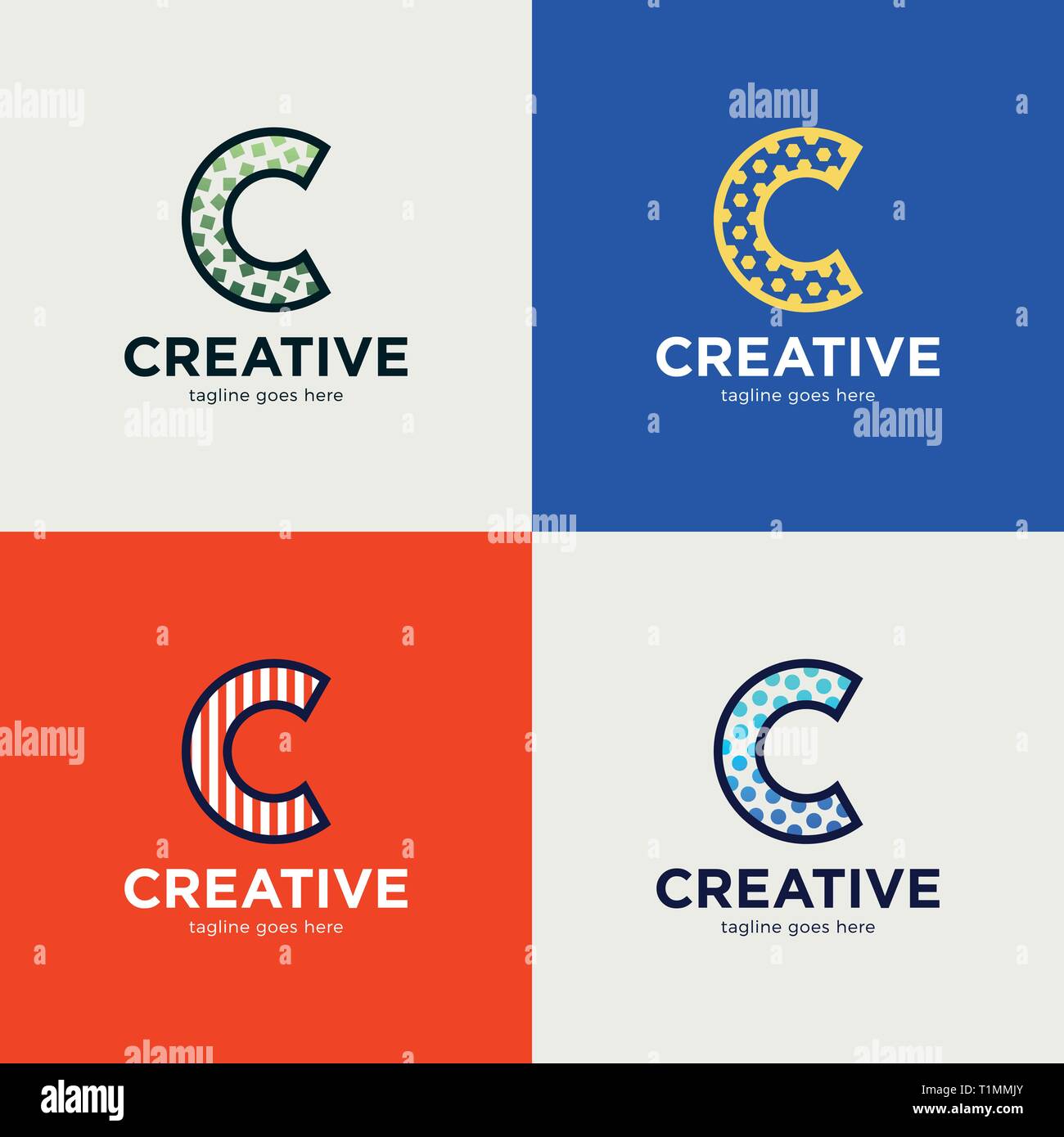 Minimal Line Letter Initial C Logo Design Template with texture. Vector ...